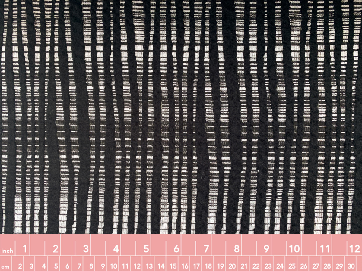 Designer Deadstock – Cotton/Polyester Textured Knit – Streaks – Black/White - Stonemountain ...