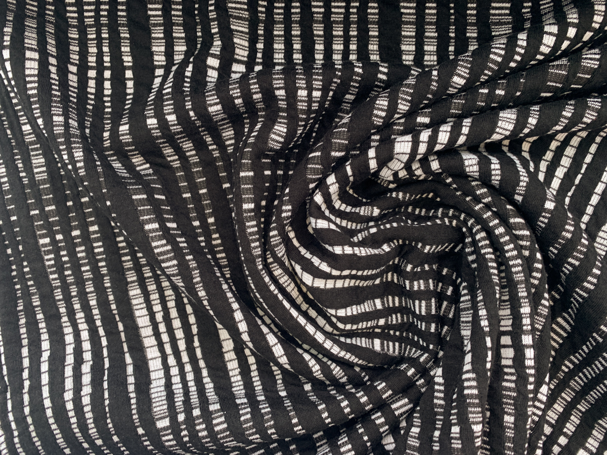 Designer Deadstock – Cotton/Polyester Textured Knit – Streaks – Black/White - Stonemountain ...