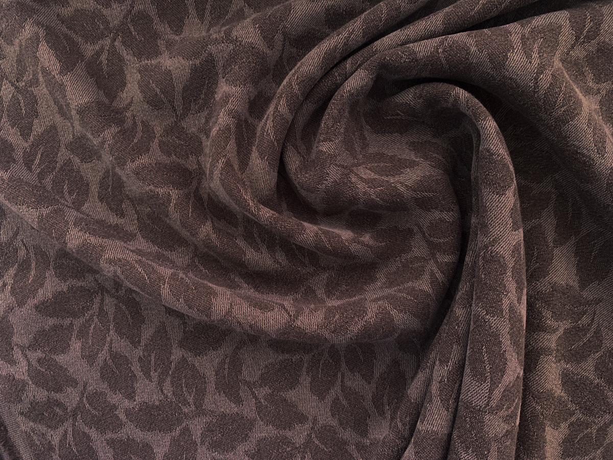 Designer Deadstock – Rayon Textured Jacquard – Mocha Leaves ...