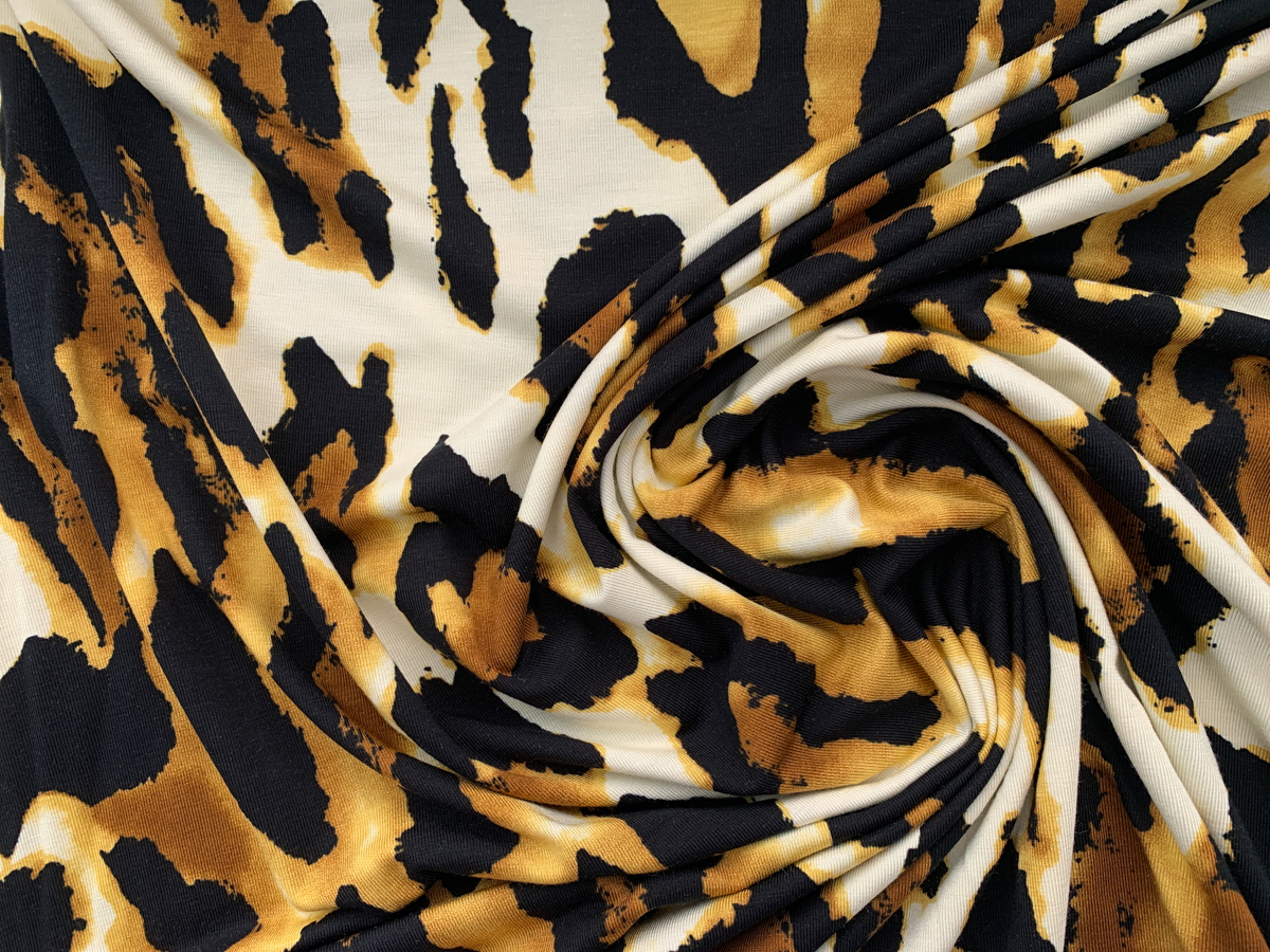 Designer Deadstock - Rayon/Spandex Jersey - Large Leopard Print ...