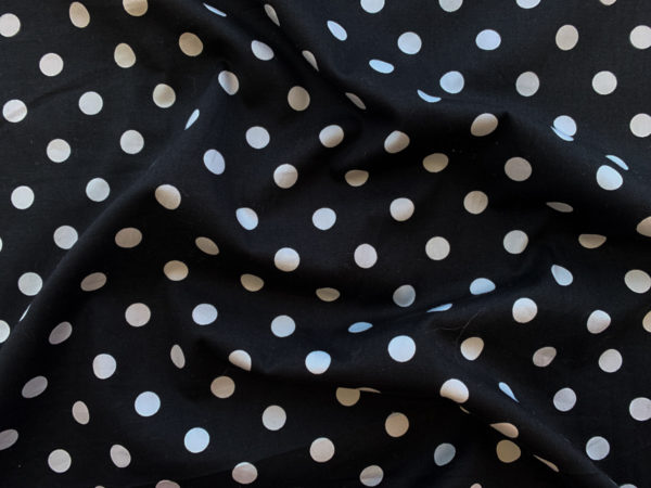 Cotton Stretch Poplin - Black & White Polka Dots - Stonemountain ...