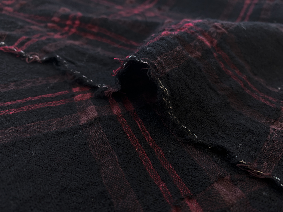 Designer Deadstock - Wool Gauze - Black/Red Plaid - Stonemountain ...