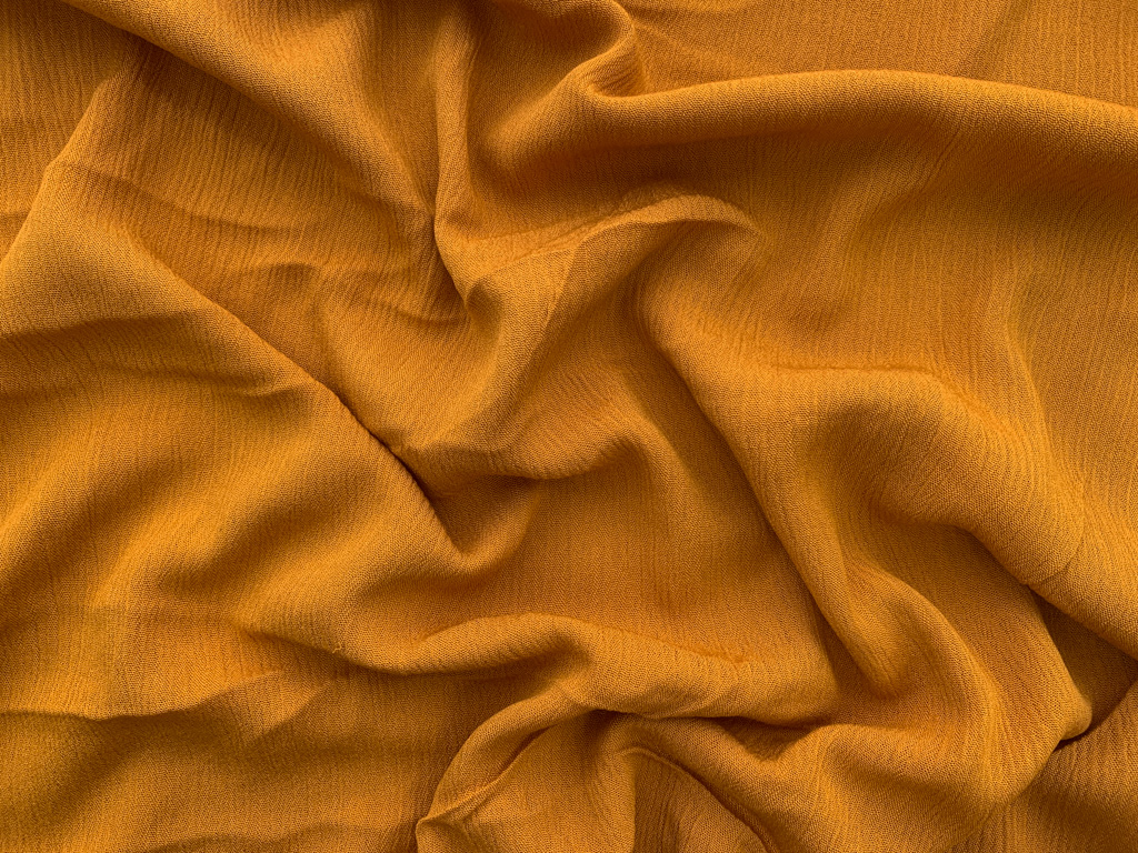 Designer Deadstock - Rayon Crinkle Crepe - Mustard - Stonemountain ...