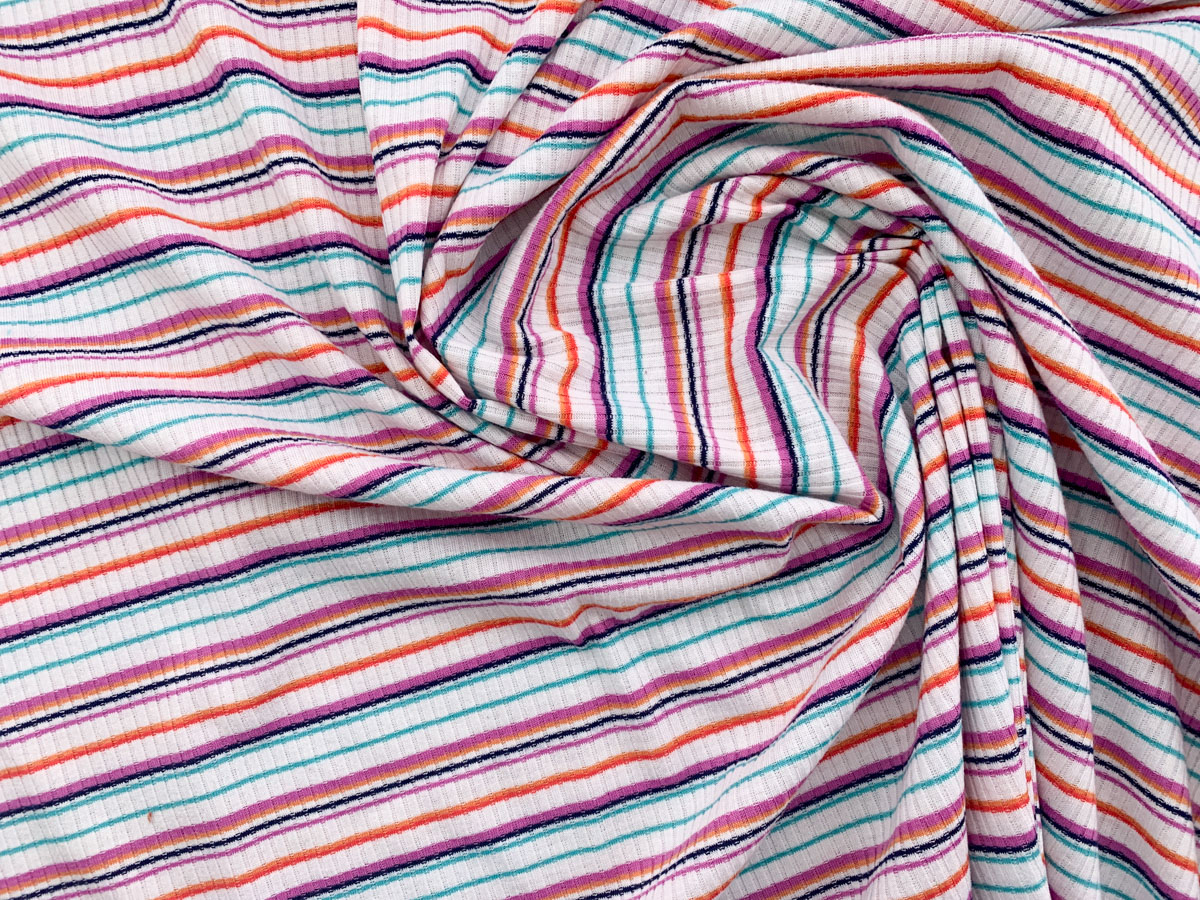 Designer Deadstock – Rayon/Spandex Rib Knit – Popsicle Stripe ...