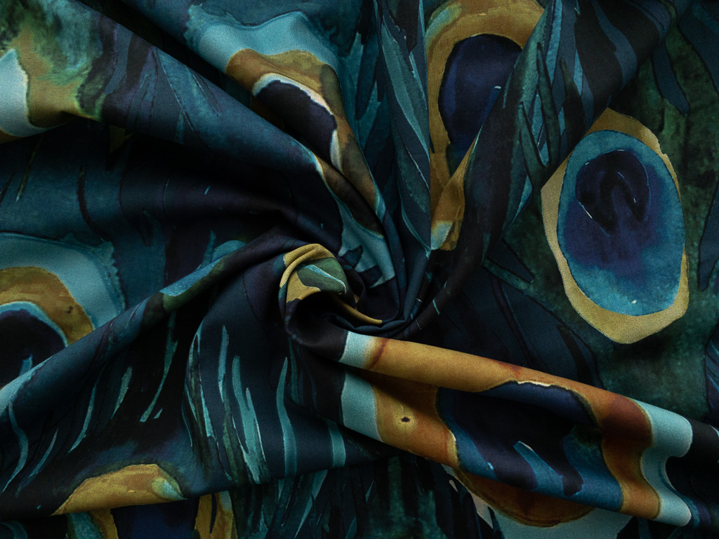 Peacock Feather Velvet Fabric
