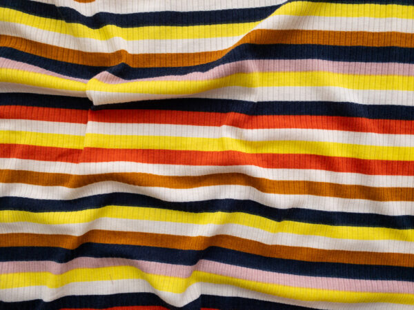 Designer Deadstock - Rayon/Spandex Rib Knit - Retro Stripe ...