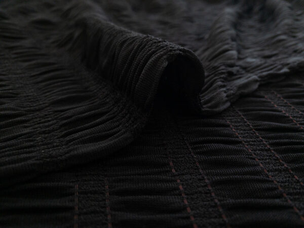 Japanese Designer Deadstock – Rouched Polyester/Spandex Knit – Black ...