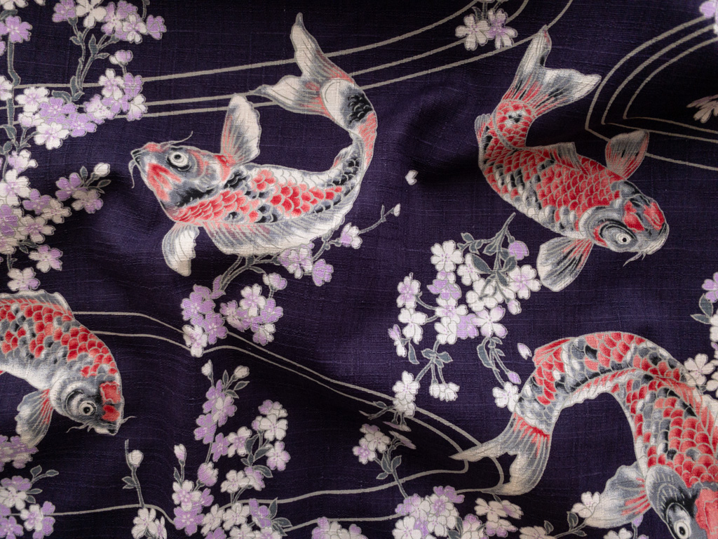 Japanese Cotton Dobby - Koi - Purple - Stonemountain & Daughter Fabrics