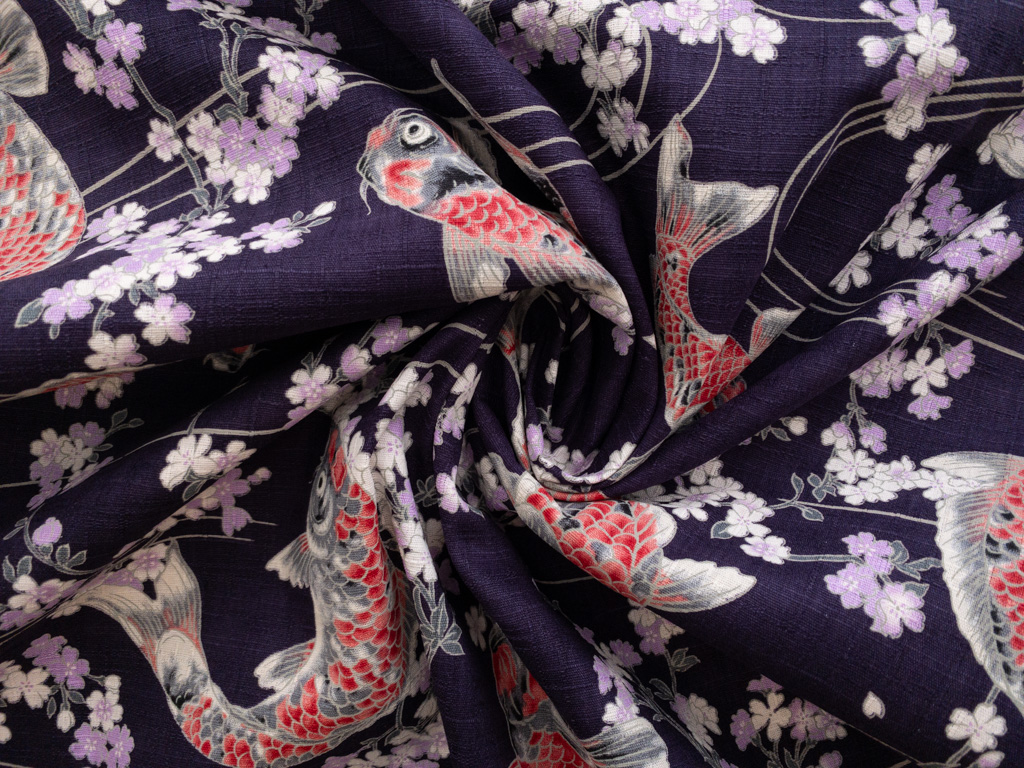Japanese Cotton Dobby - Koi - Purple - Stonemountain & Daughter Fabrics