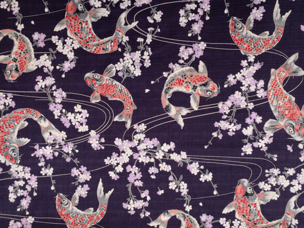 Japanese Cotton Dobby - Koi - Purple - Stonemountain & Daughter Fabrics