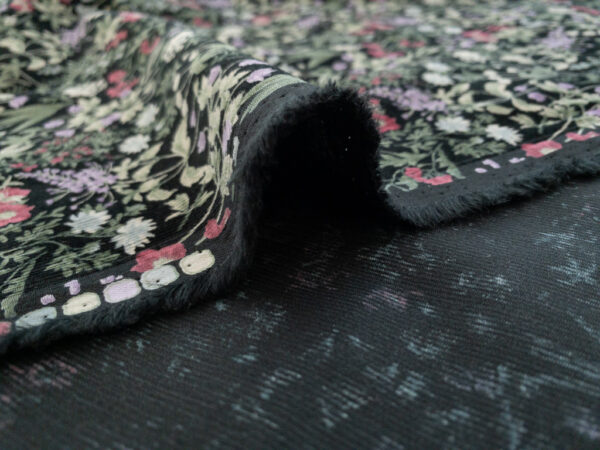 Japanese Cotton Pinwale Corduroy - Wildflowers - Black - Stonemountain ...