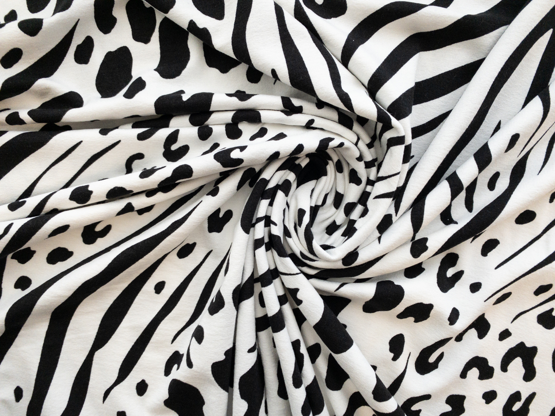 Carla Viscose/Spandex Jersey - Animal Print - Black/White ...