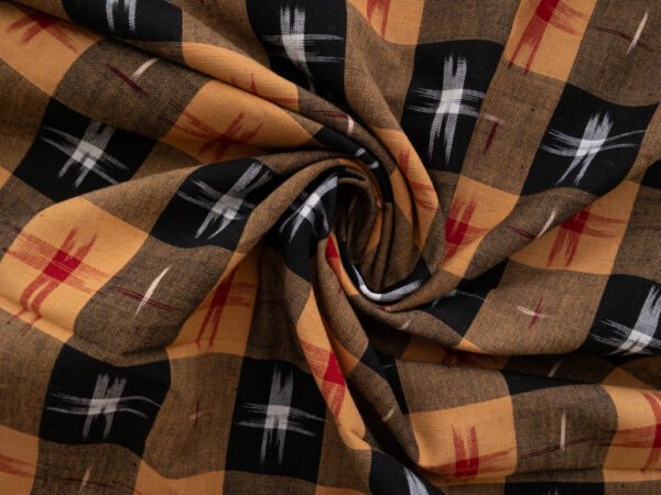 Cotton Ikat - Plaid Star - Black/Gold - Stonemountain & Daughter Fabrics
