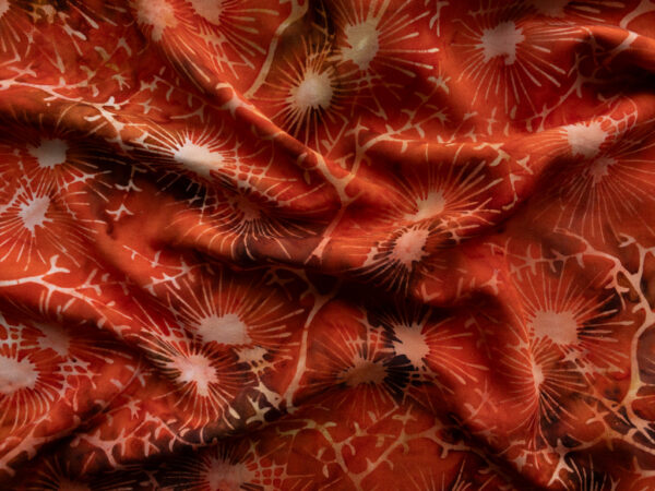 Rayon Batik – Batiks by Mirah – Nasturtiums – Orange/Brown ...