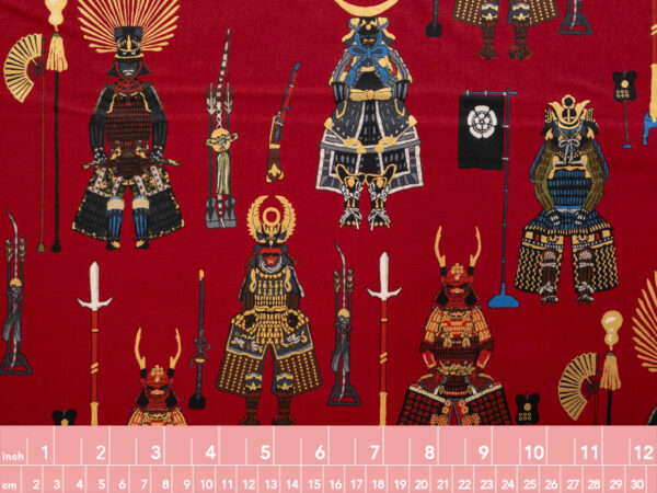 Japanese Cotton Sheeting - Samurai - Red/Metallic - Stonemountain ...