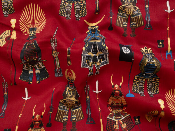 Japanese Cotton Sheeting - Samurai - Red/Metallic - Stonemountain ...