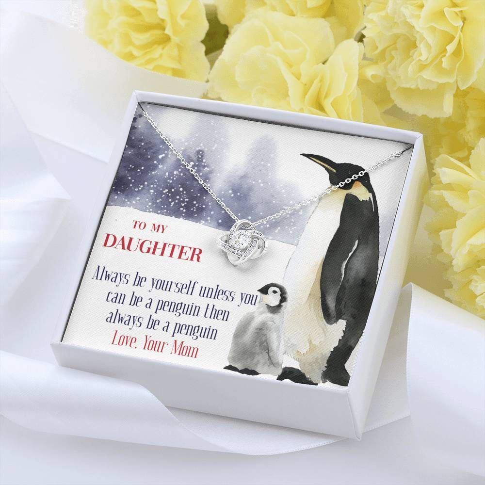 Snow Penguin Mom Gift For Daughter Love Knot Necklace Always Be ...