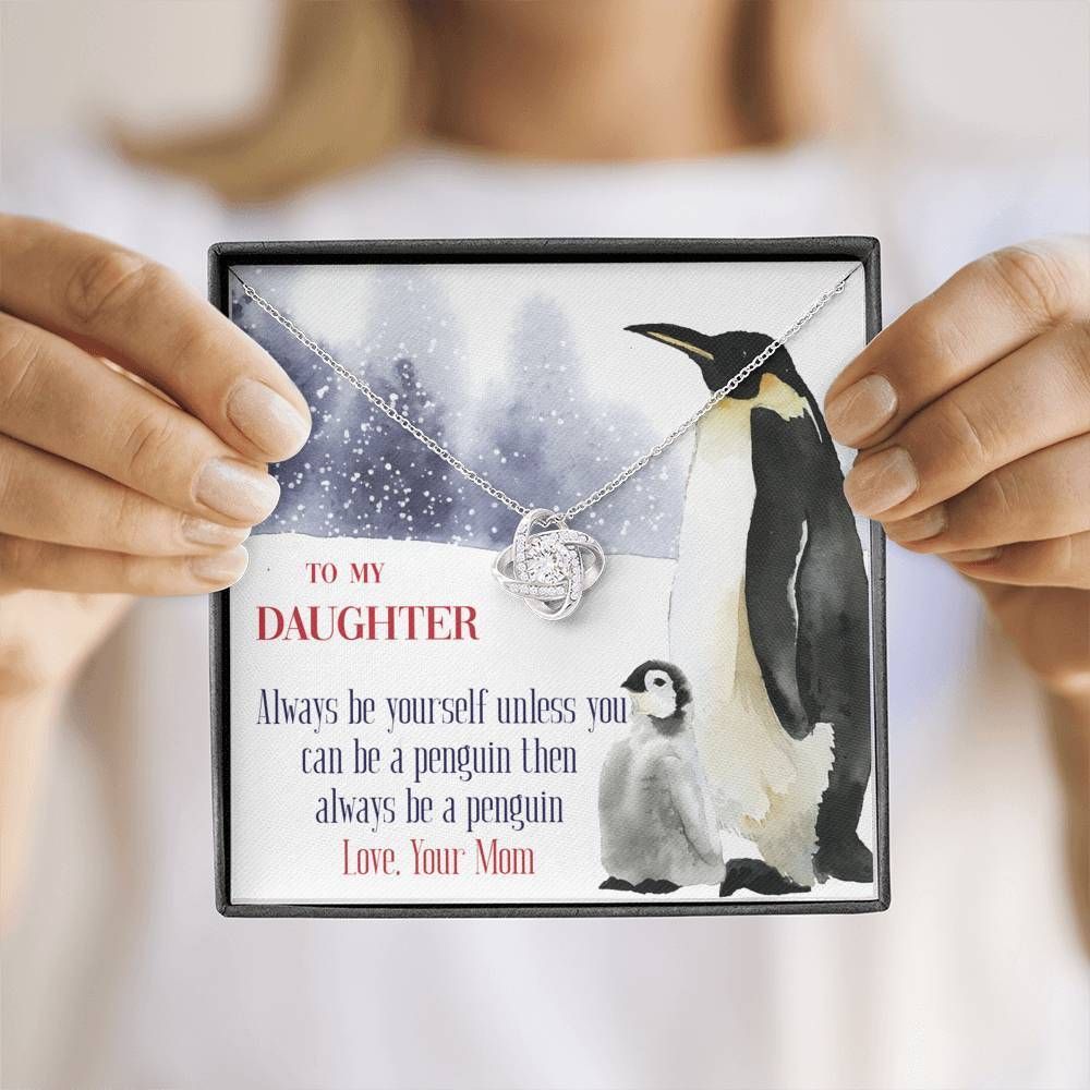 Snow Penguin Mom Gift For Daughter Love Knot Necklace Always Be ...