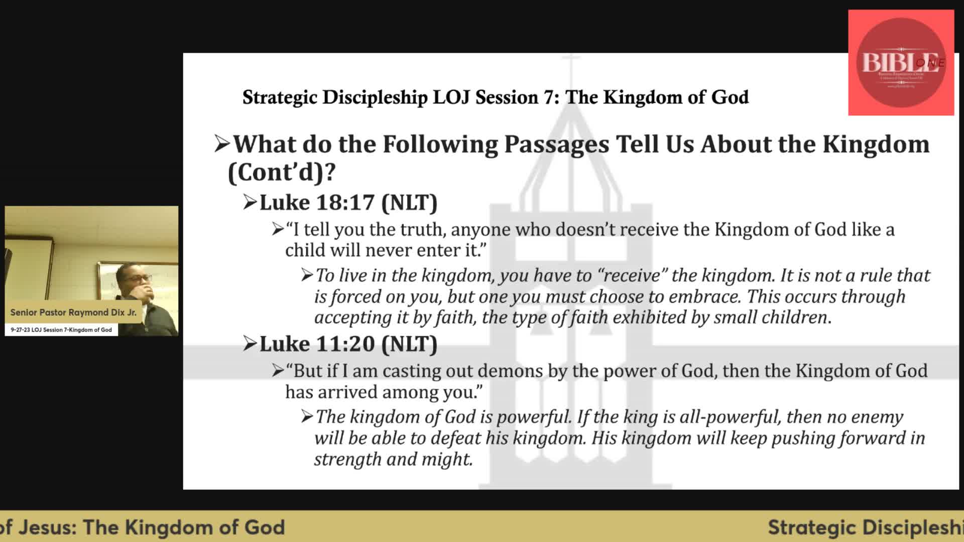 9-27-23 Pilgrim Bible Study LOJ Session 7: The Kingdom of God