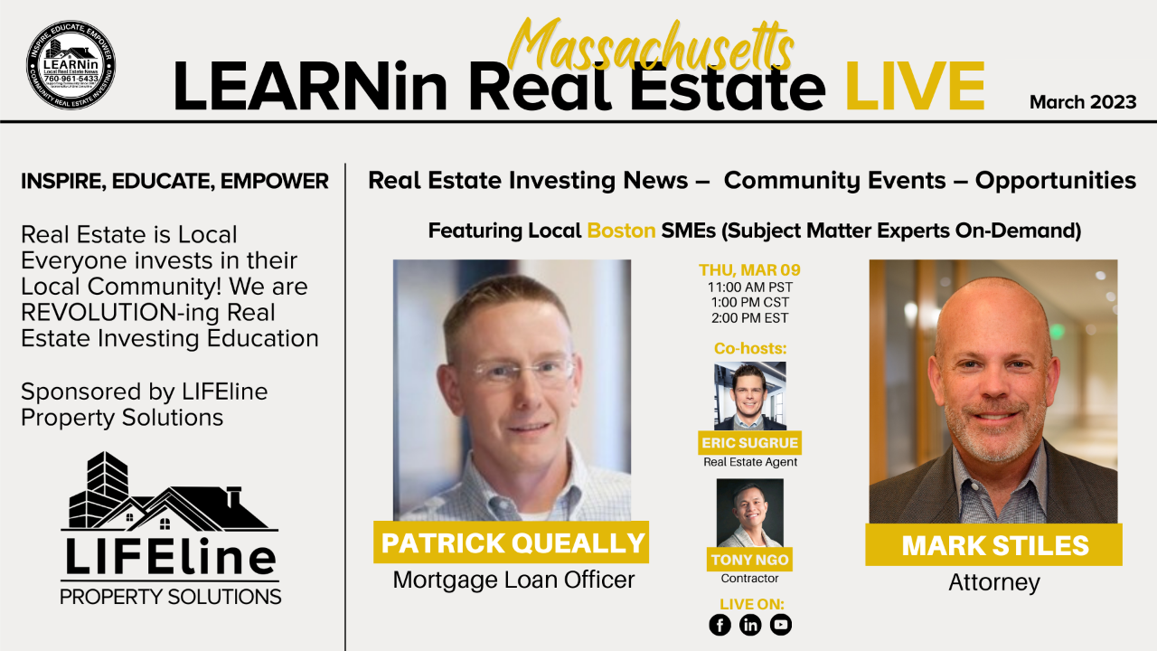 LEARNin Real Estate Investing LIVE Featuring Boston Massachusetts SMEs ...