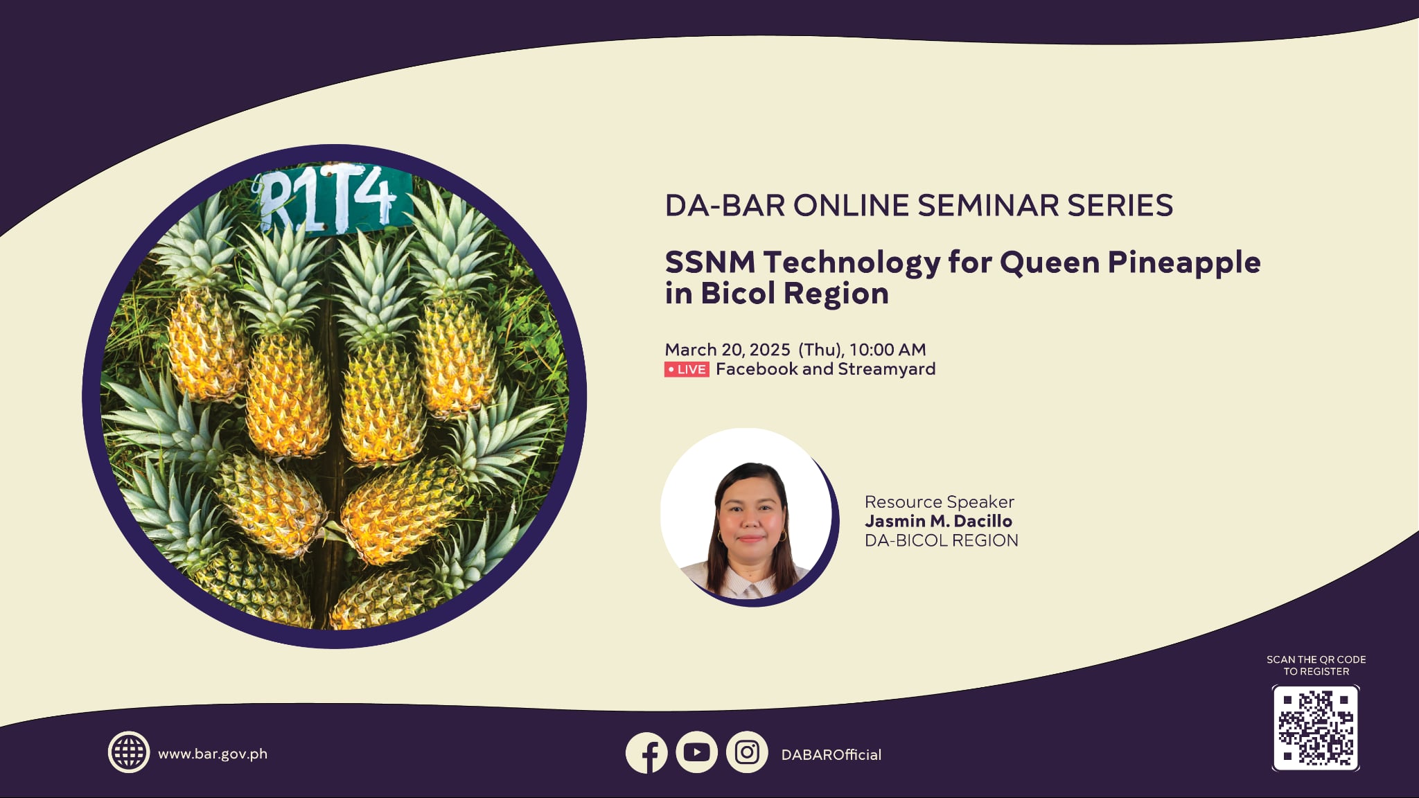 DA-BAR Online Seminar Series: SSNM Technology for Queen Pineapple in ...