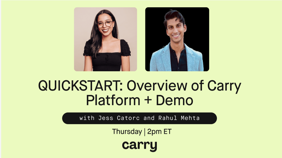 QUICKSTART: Overview of Carry platform + Demo