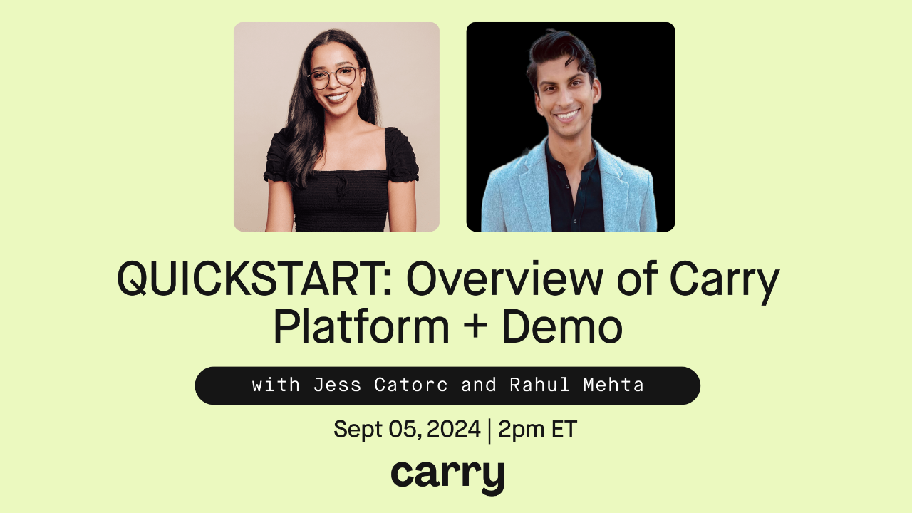 QUICKSTART: Overview of Carry platform + Demo