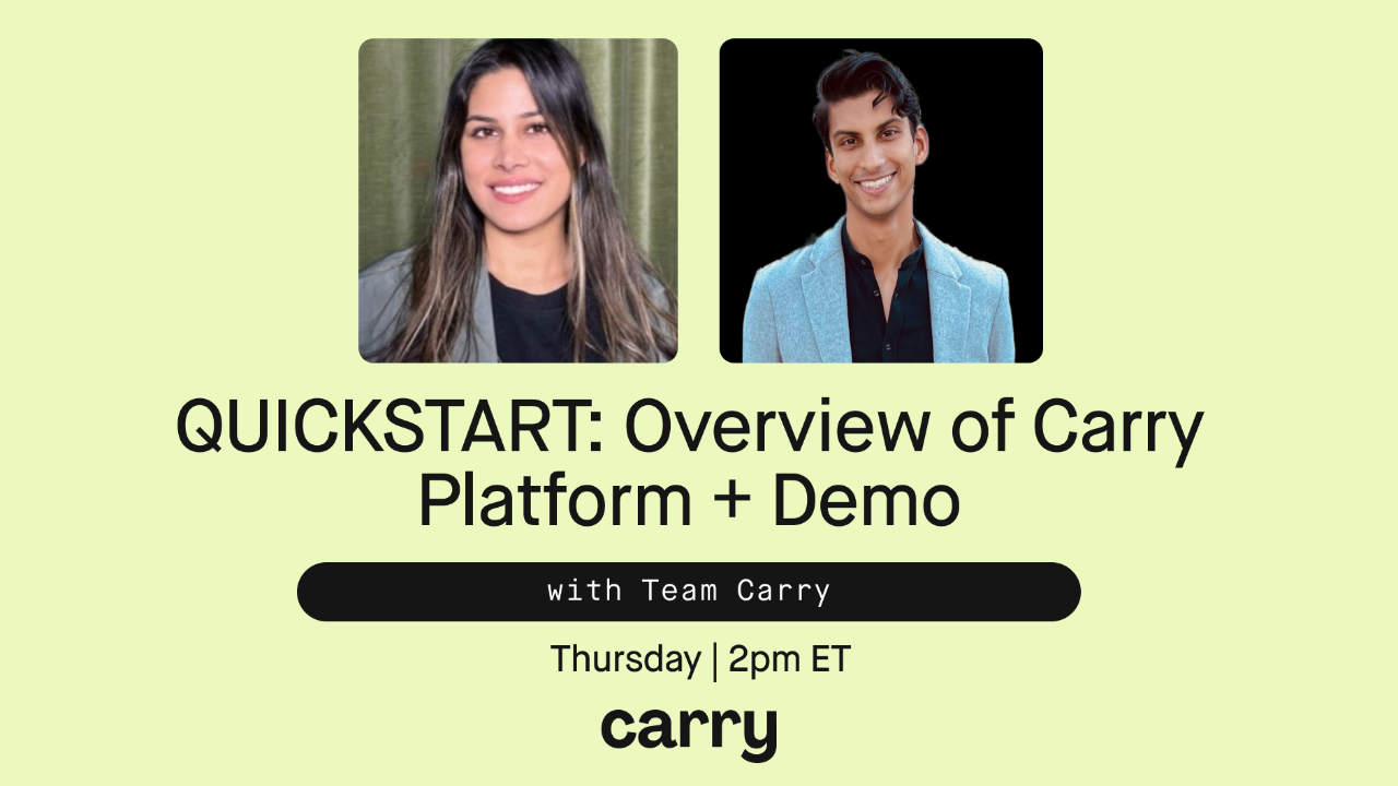 QUICKSTART: Overview of Carry platform + Demo