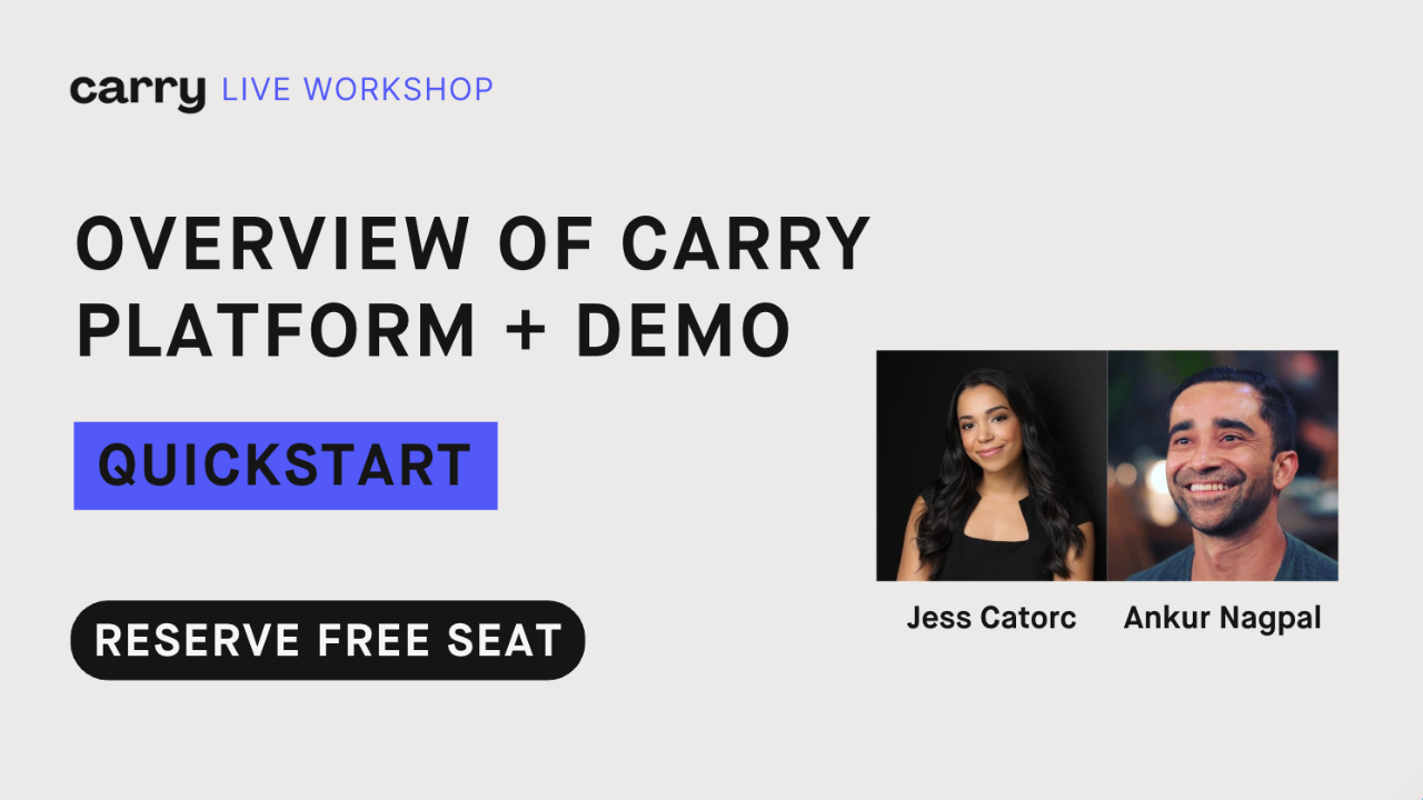 QUICKSTART: Overview of Carry platform + Demo