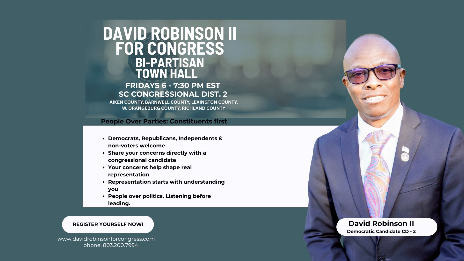 Weekly Virtual Town Hall with David Robinson II for Congress (SC CD - 2)