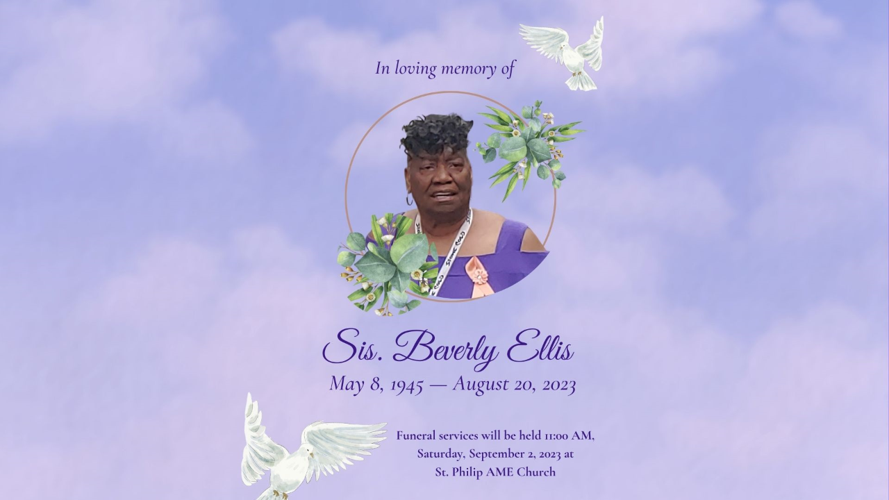 Celebration of Life for Sis. Beverly Ellis - Saturday, September 2 ...