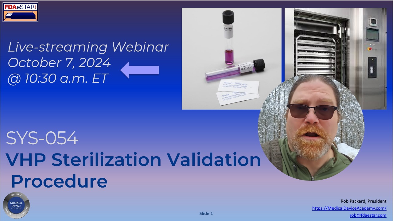 SYS-054 VHP Sterilization Validation Procedure Webinar