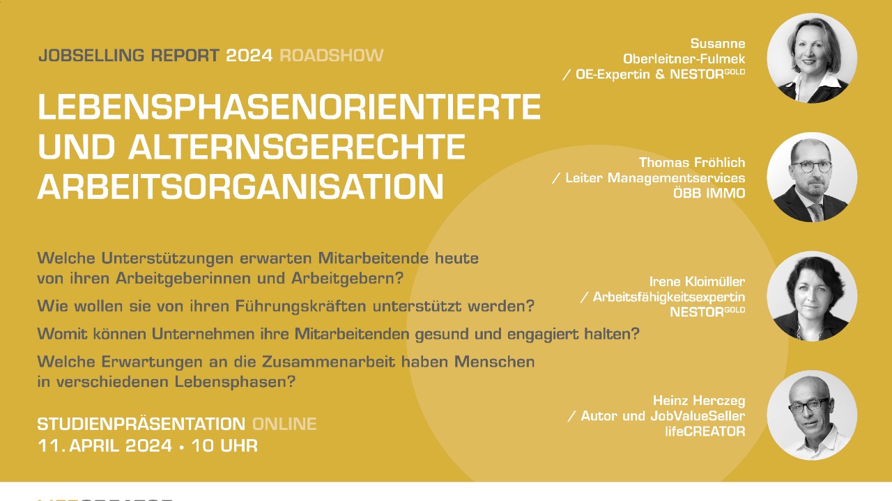 Jobselling Roadshow - Lebensphasen- & altersgerechte Arbeitsbedingungen