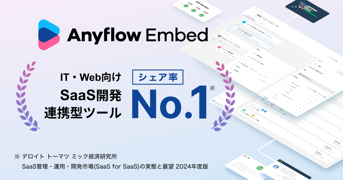Anyflow Embed、 IT・Web向けSaaS開発連携型ツールにてシェアNo.1を獲得 | Anyflow