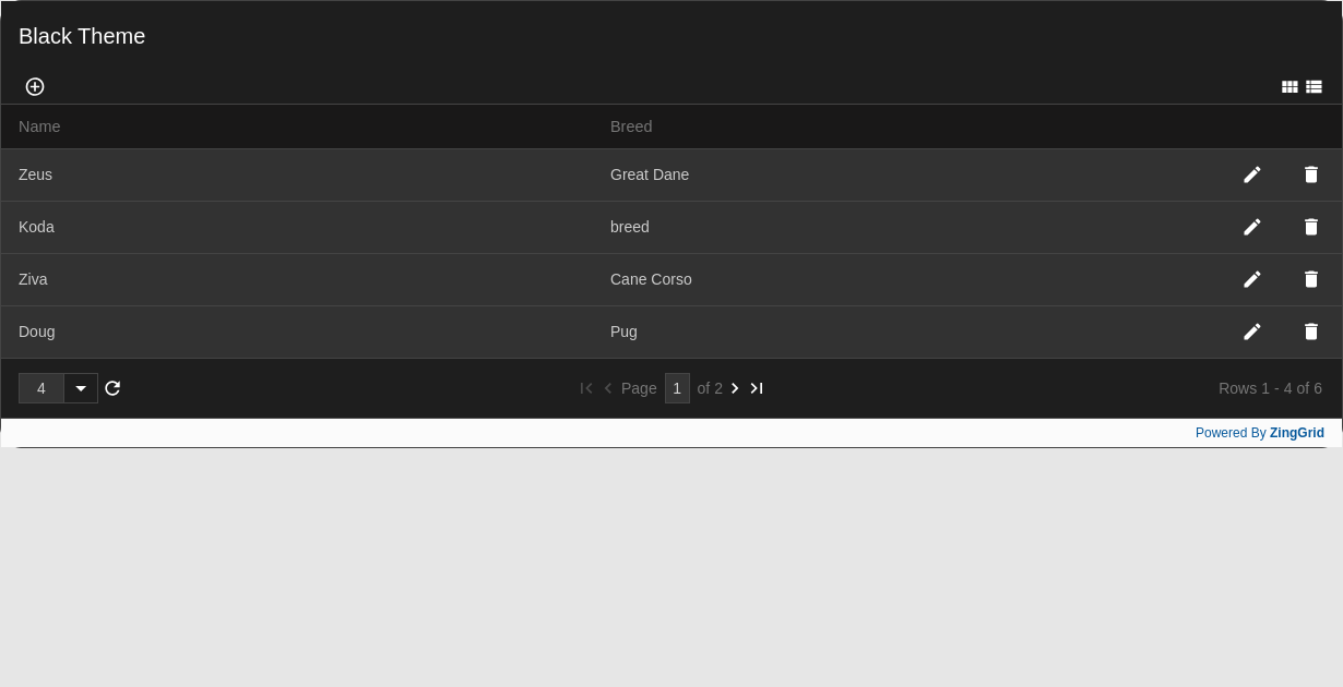 ZingGrid: Blank Grid