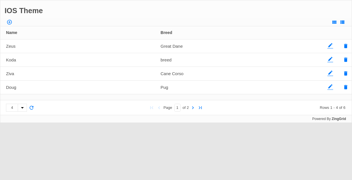 ZingGrid: Blank Grid