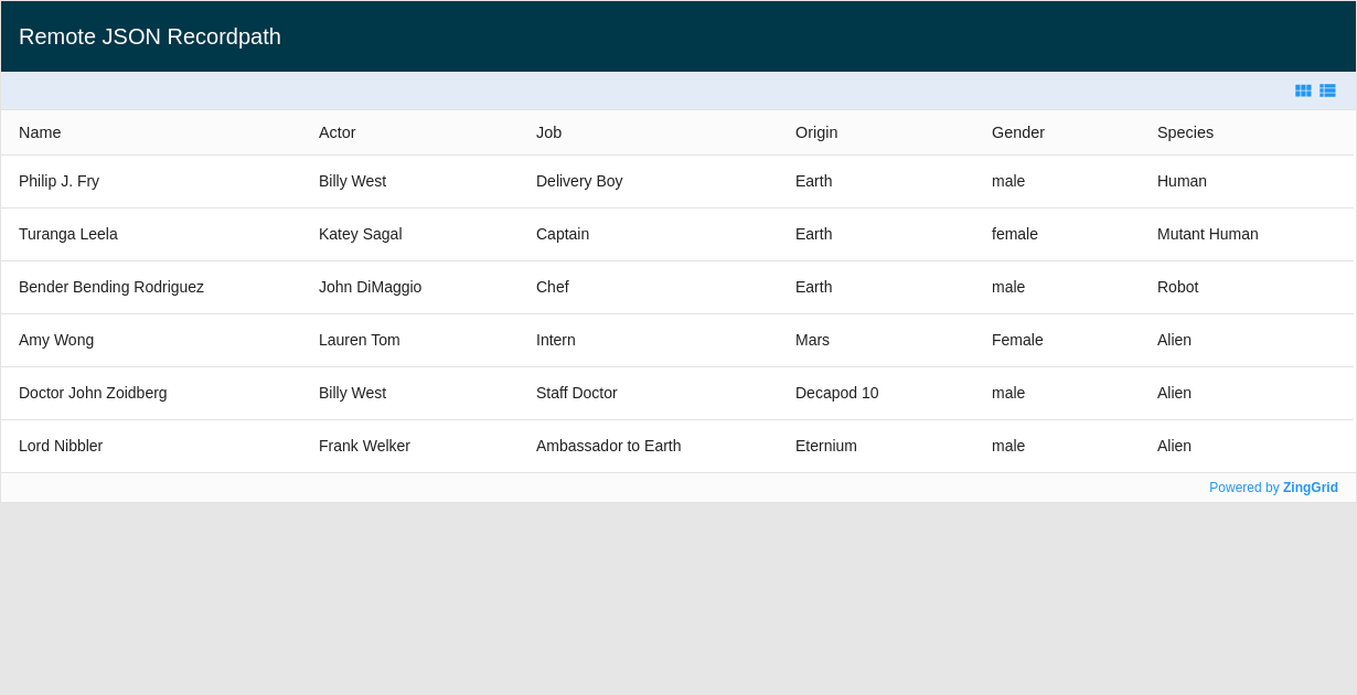 ZingGrid: Blank Grid