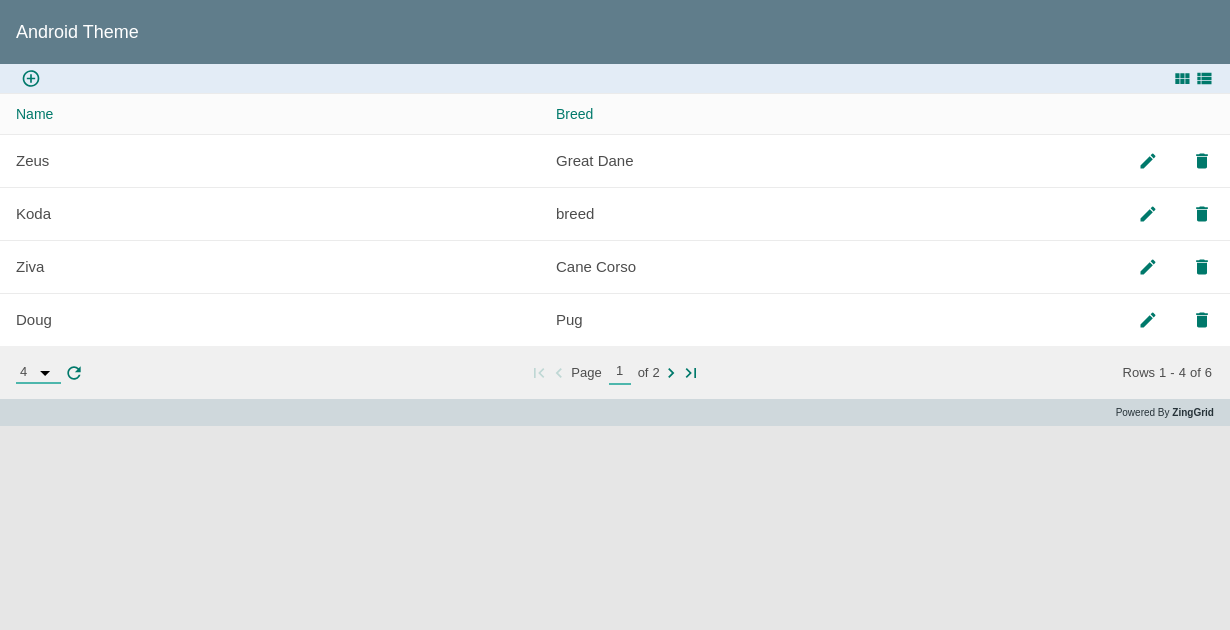 ZingGrid: Blank Grid