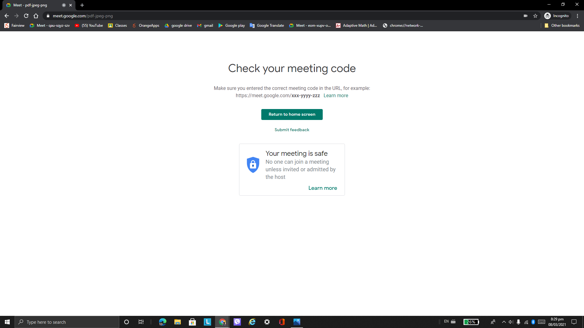 Google Meet Error - This meeting code doesn't work. - Google Meet Community Google Meet Error - This meeting code doesn't work. - Google Meet Community