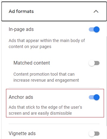 can't turn off anchor ads at top of page - Google AdSense Community