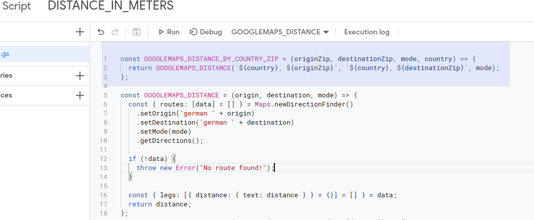 Google Maps distance calculation in Google Sheet - Google Docs Editors ...
