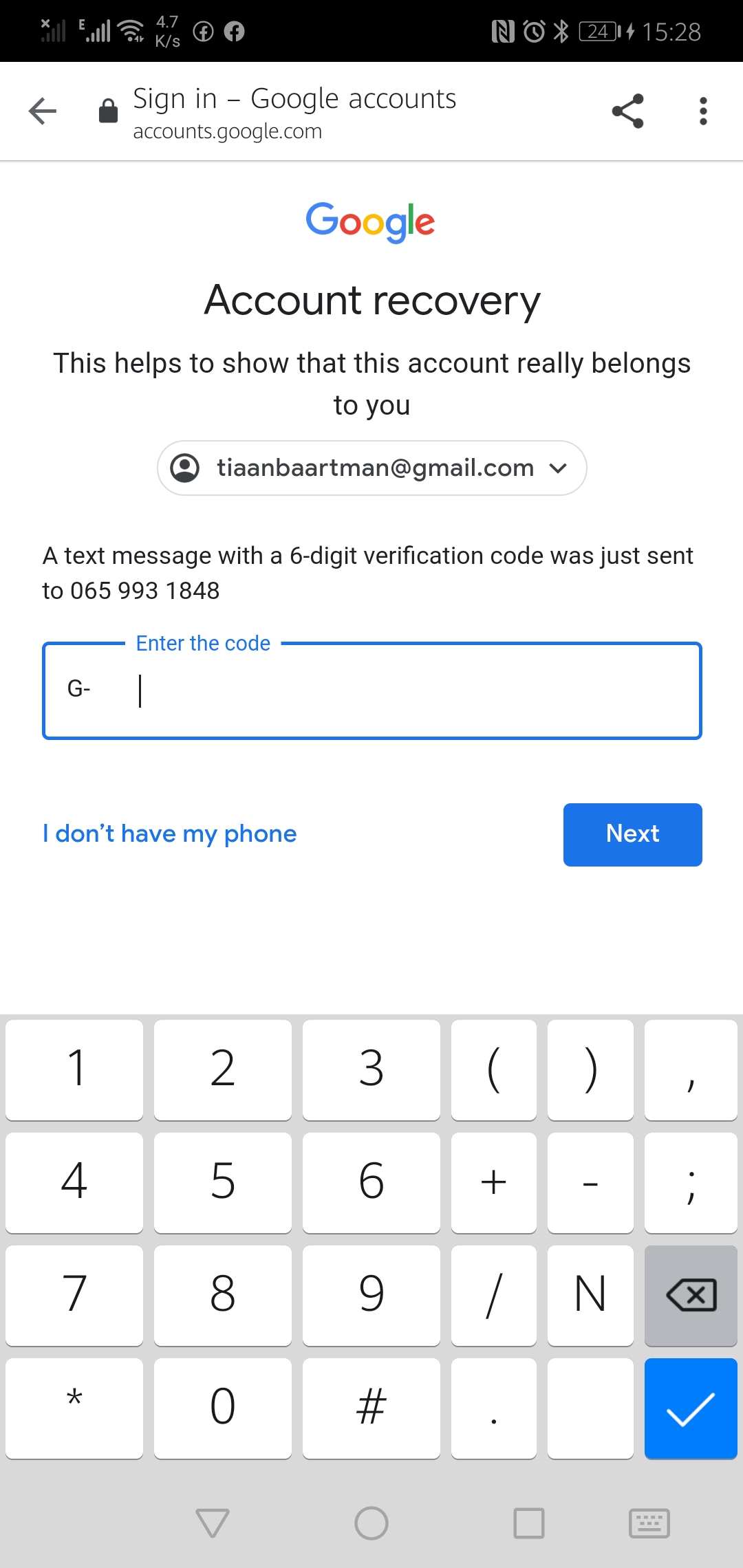 I'm desperately trying to recover my Gmail account I can remember my ...