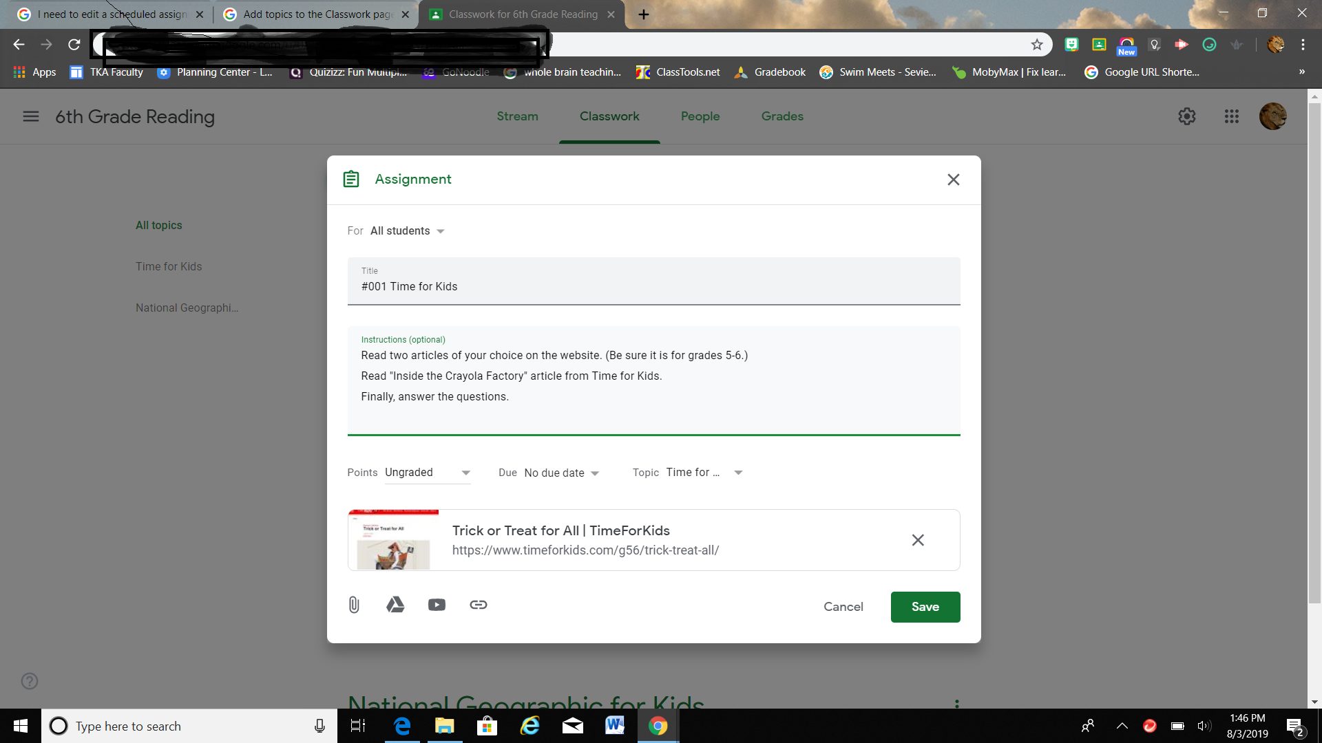 I need to edit a scheduled assignment - Google Classroom Community