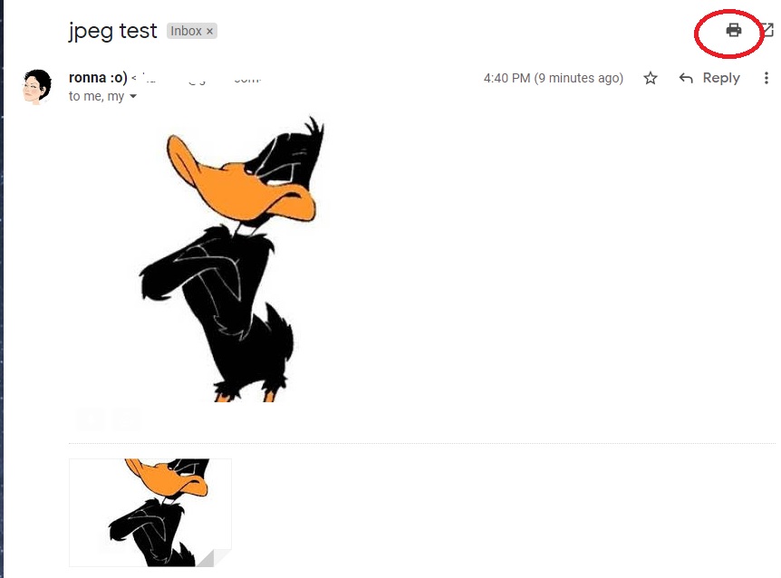 Gmail print icon will not respond when trying to print an image - Gmail ...