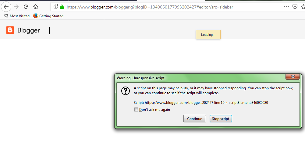 How do I fix the Unresponsive Script error? - Blogger Community
