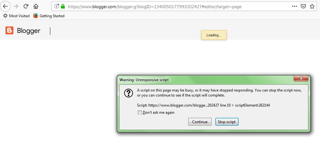 How do I fix the Unresponsive Script error? - Blogger Community