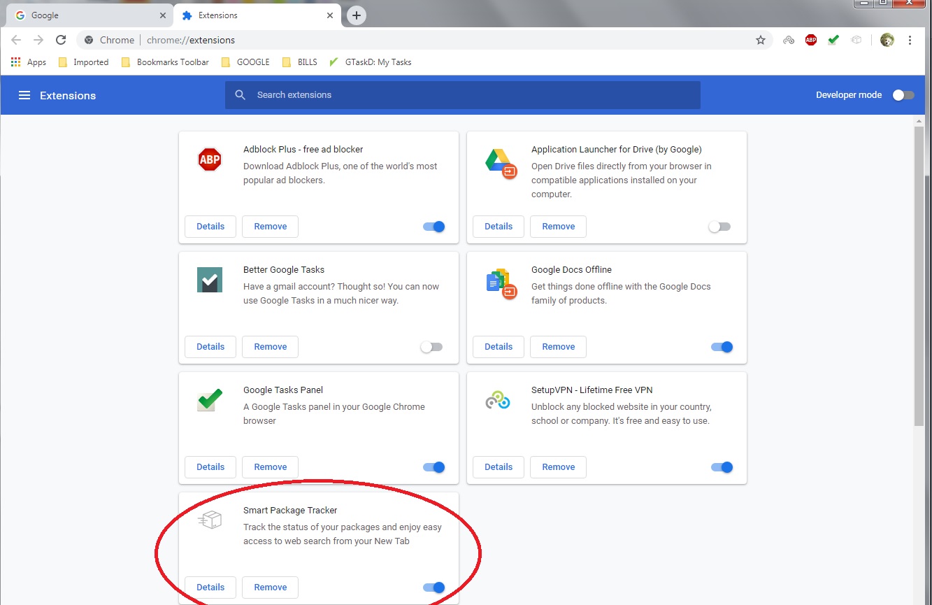 How to remove www.smartpackagetracker that is attached to Google Chrome? - Google Account Community