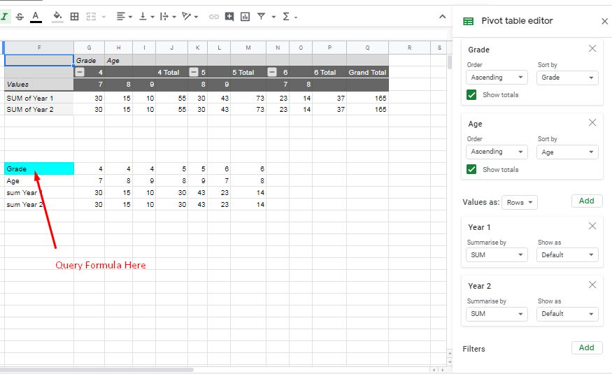 Google Sheets - Pivot Table - Move VALUES column to be first column instead of last column ...