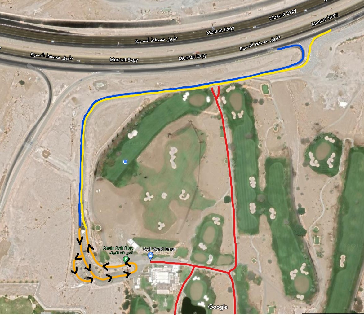 How can I get the new entrance road to Ghala Golf Club (Muscat, Oman ...