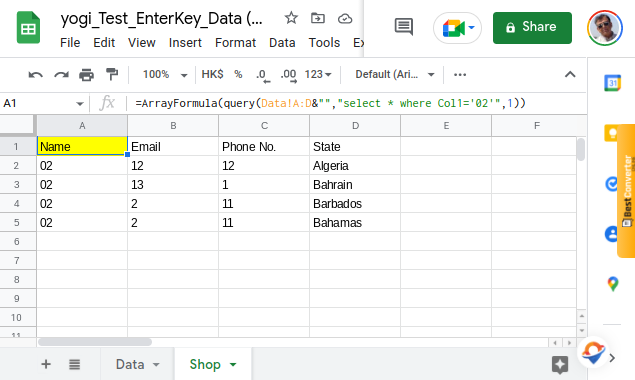 spreadsheet query - Google Docs Editors Community